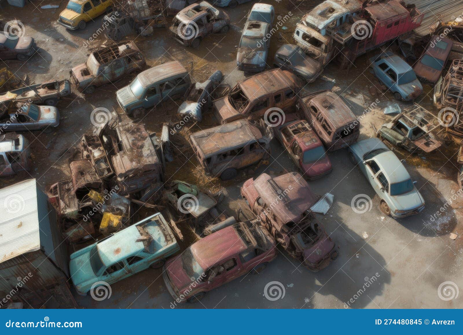 Rust and Scraps: a Bird S Eye View of a Junkyard, Generative AI Stock ...