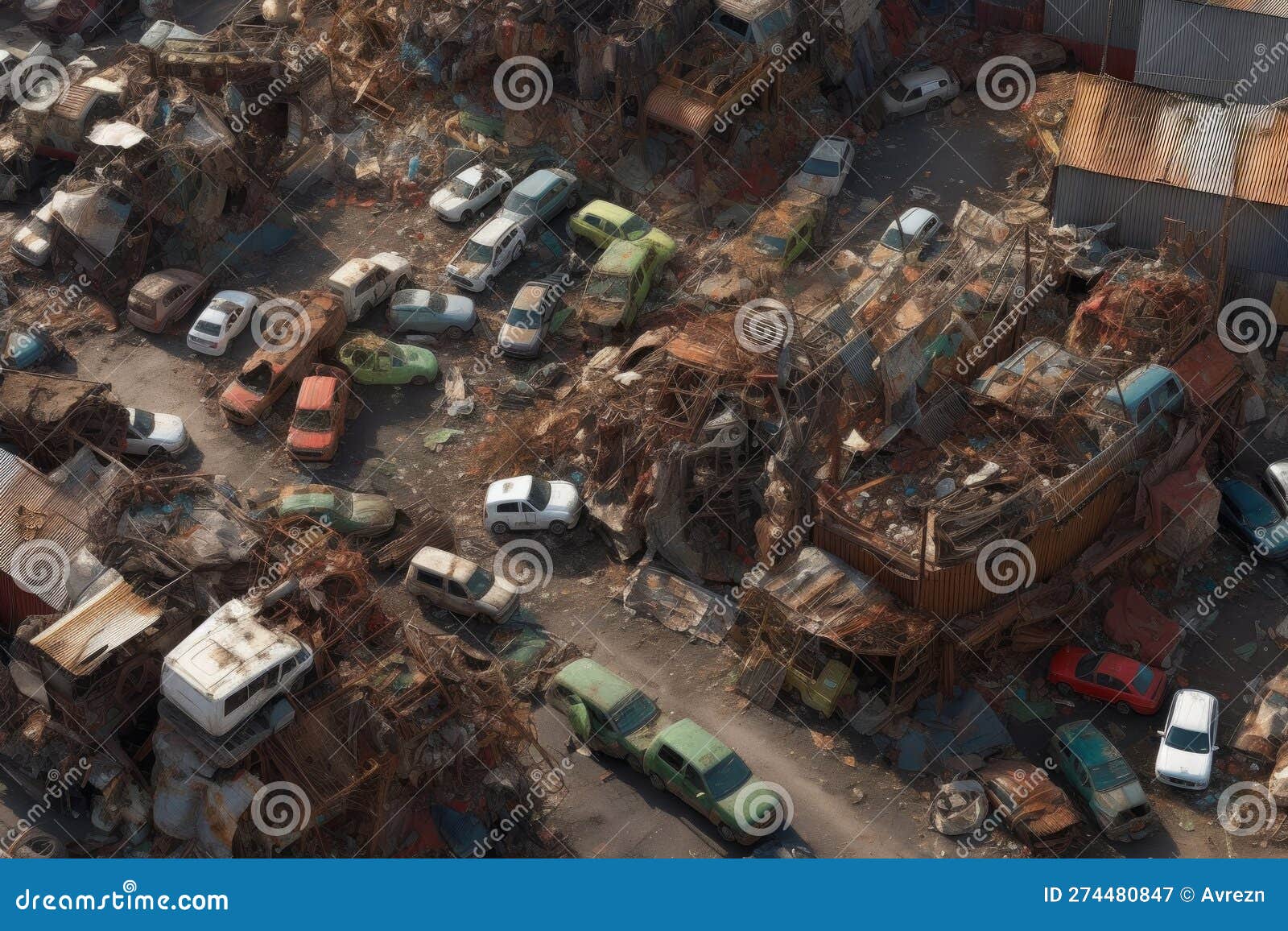 Rust and Scraps: a Bird S Eye View of a Junkyard, Generative AI Stock ...