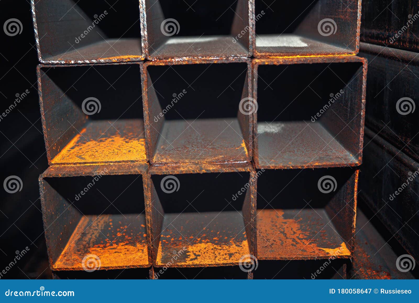Rust on metal profiles stock image. Image of assortment - 180058647