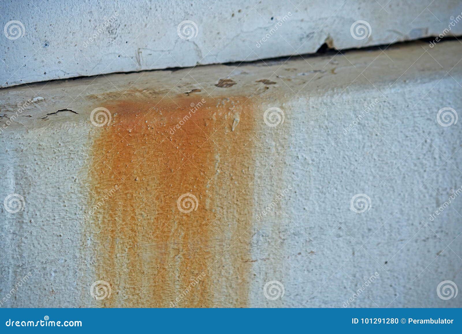 RUST STAIN RUNNING DOWN a WHITE WALL Stock Photo - Image of uneven ...