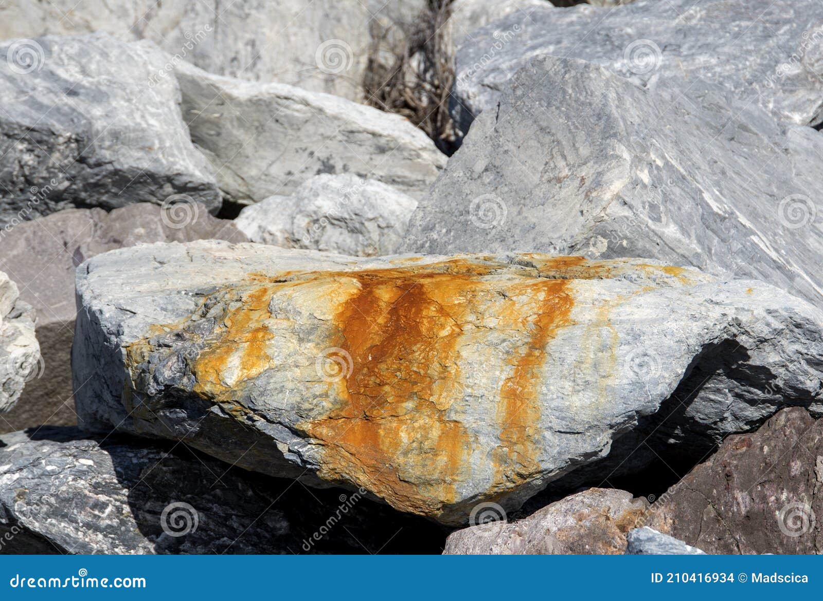 Rust Stains on a Large Rock in a Pile Stock Photo - Image of texture ...