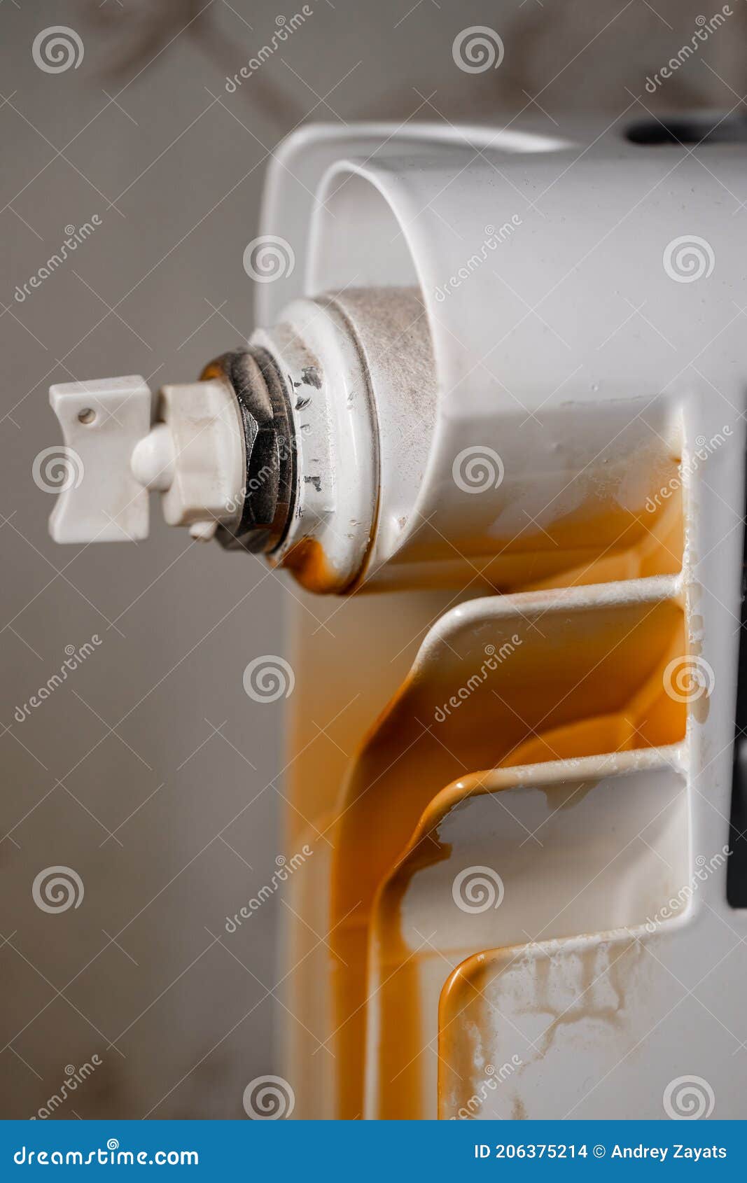 Rust Stains on the Radiator.Surface is Coated with White Powder Paint ...