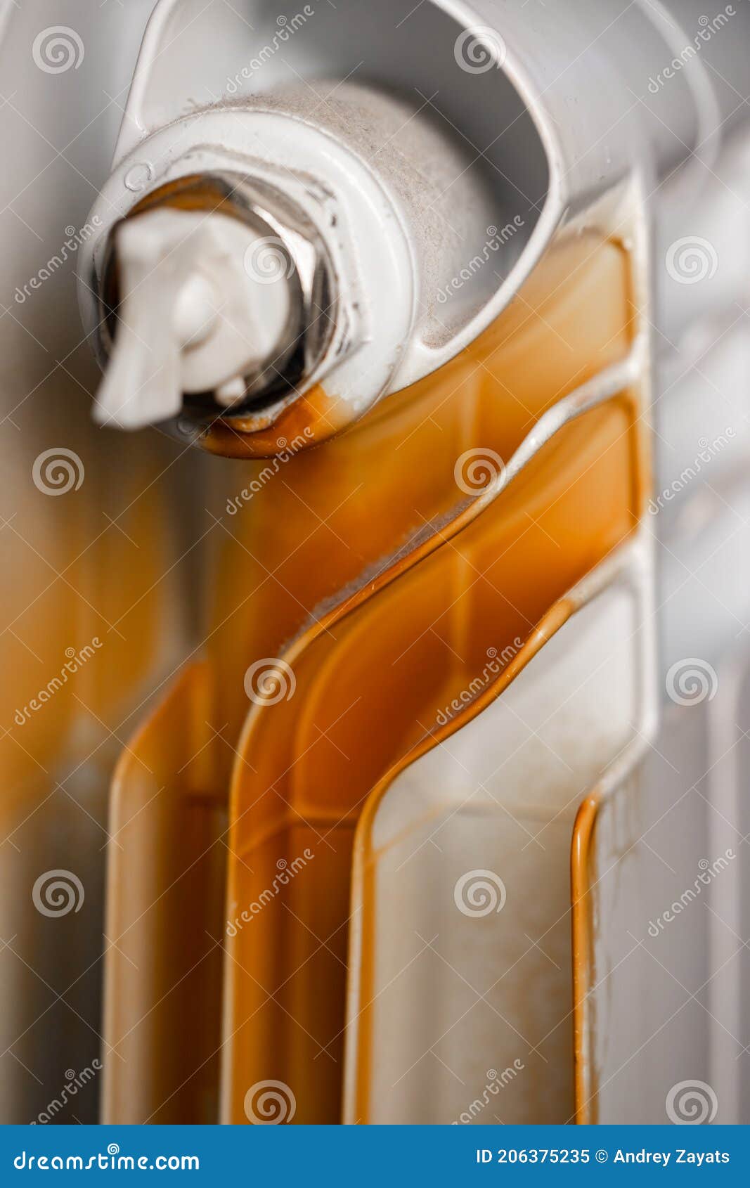 Rust Stains on the Radiator.Surface is Coated with White Powder Paint ...
