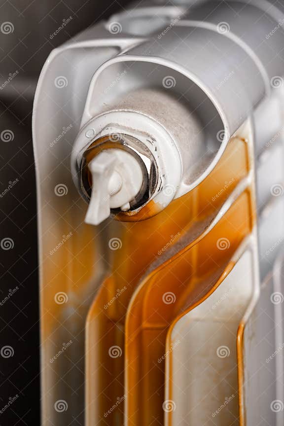 Rust Stains on the Radiator.Surface is Coated with White Powder Paint ...