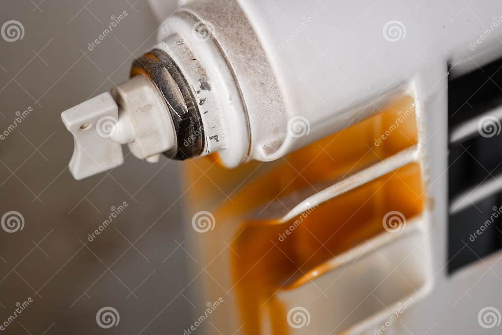 Rust Stains on the Radiator.Surface is Coated with White Powder Paint ...