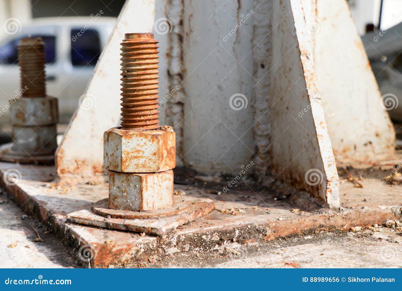 Rust steel nuts and bolts stock photo. Image of bolts - 88989656