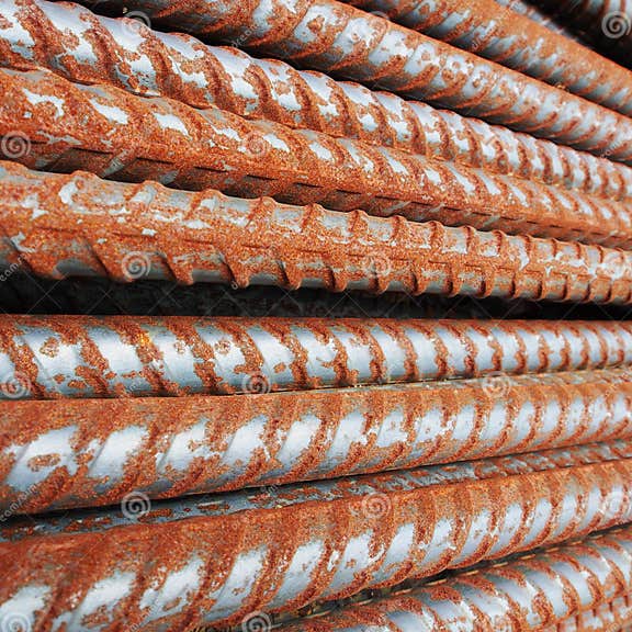 Rust Steel Rods or Bars for Construction Stock Photo - Image of ...