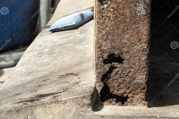 Rust on Steel Structural Columns Stock Photo - Image of metallic, aged ...