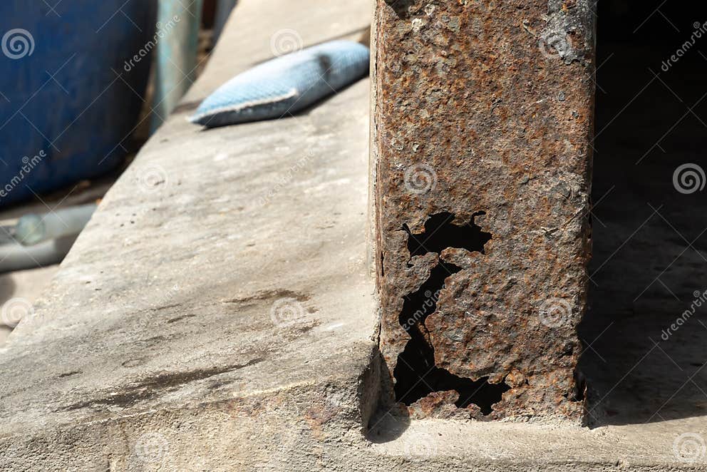 Rust on Steel Structural Columns Stock Photo - Image of metallic, aged ...