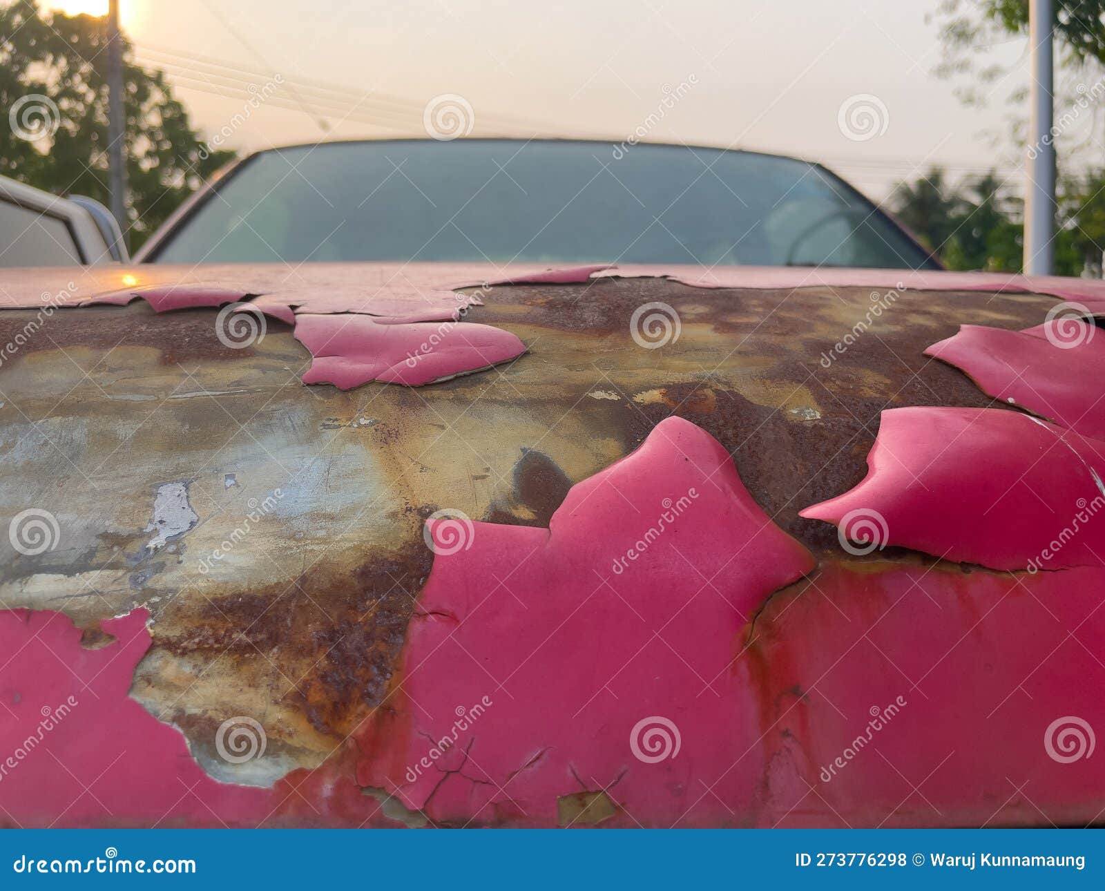Rust surface on car hood. stock photo. Image of motor - 273776298