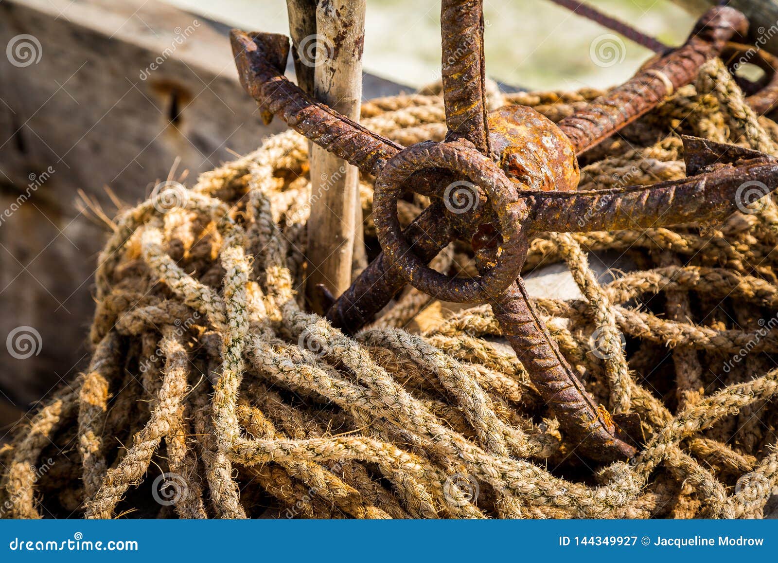 Rusted Anchor with Worn Ropes on Beach in Zanzibar Stock Image - Image ...