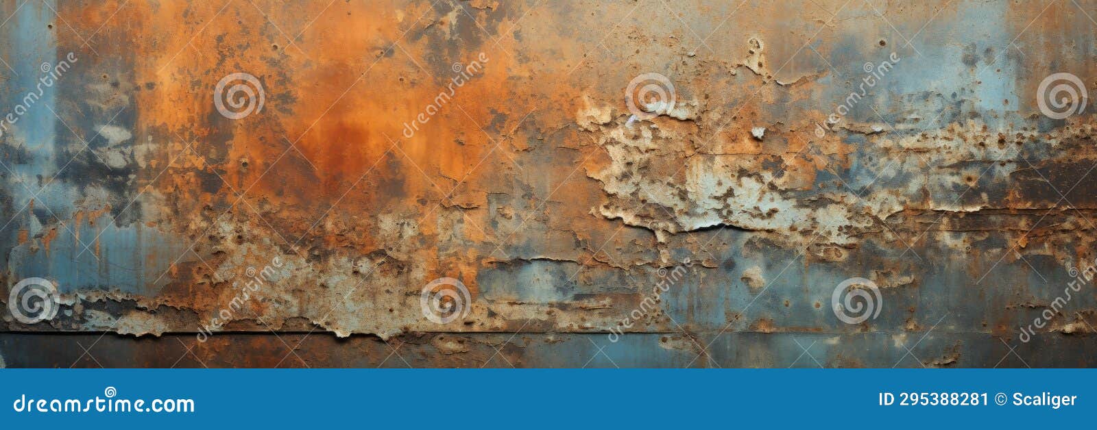 Rust Texture Background, Old Iron Sheet With Worn Paint, Panoramic ...