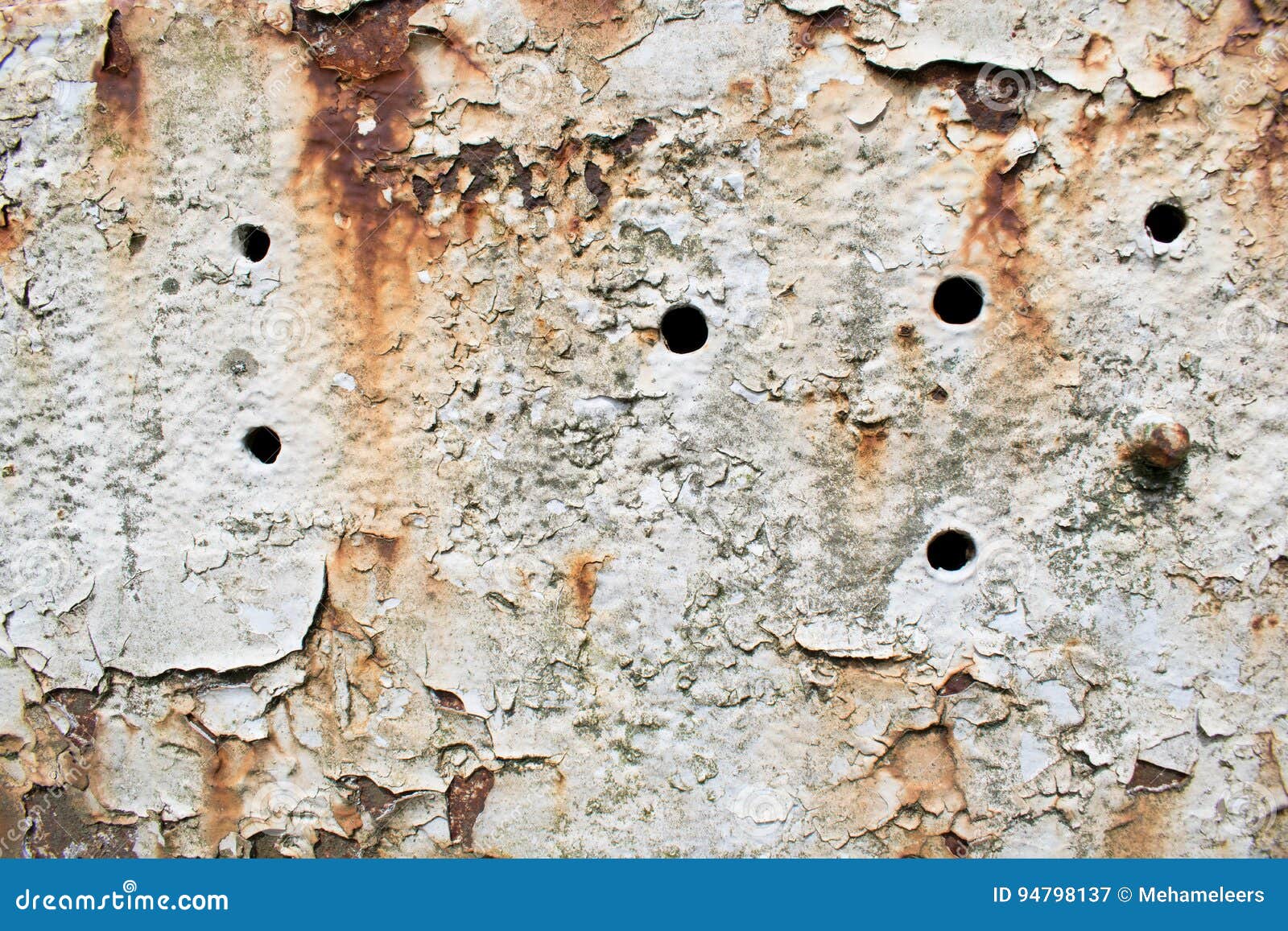 Rust Textured Background with Holes and White Paint Stock Image - Image ...