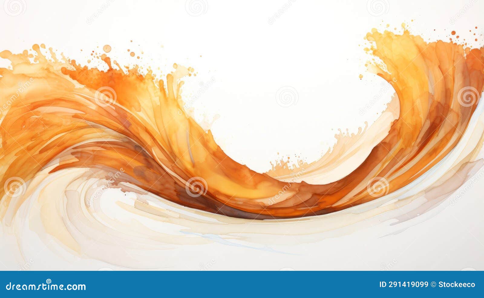 Rust Wave: Hyper-realistic Watercolor on White Canvas Stock ...