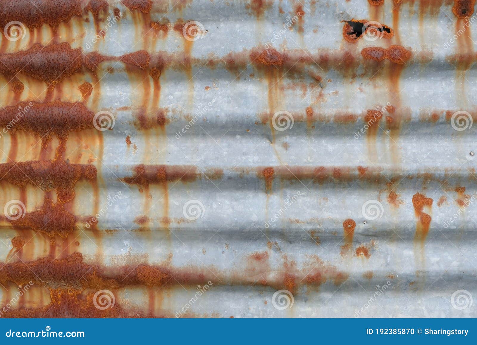 Rust on zinc stock photo. Image of wall, close, iron - 192385870