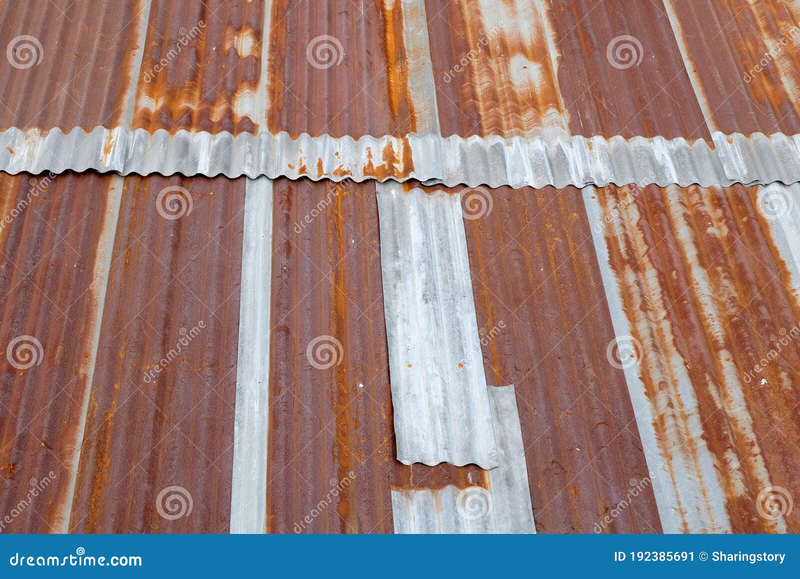 Rust on zinc roof stock image. Image of surface, rusty - 192385691