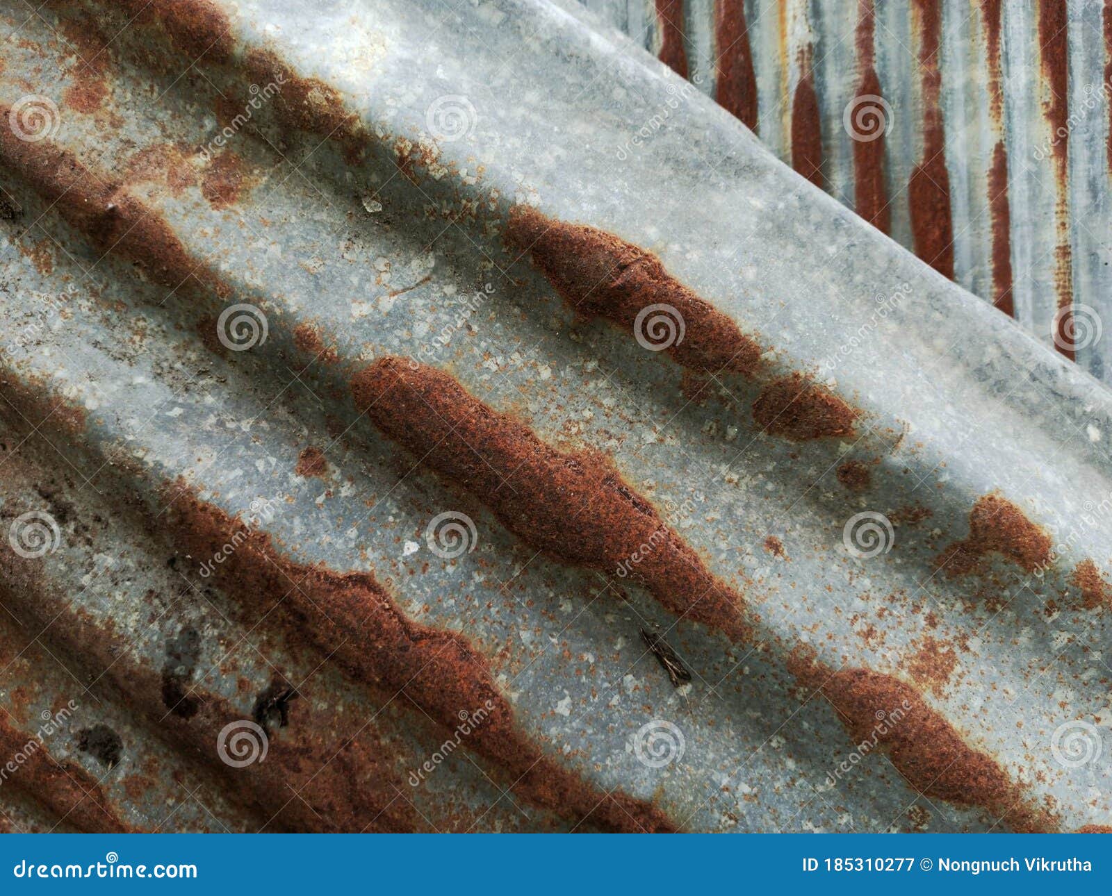 Rust on the Zinc Roof Surface. Stock Image - Image of material, design ...