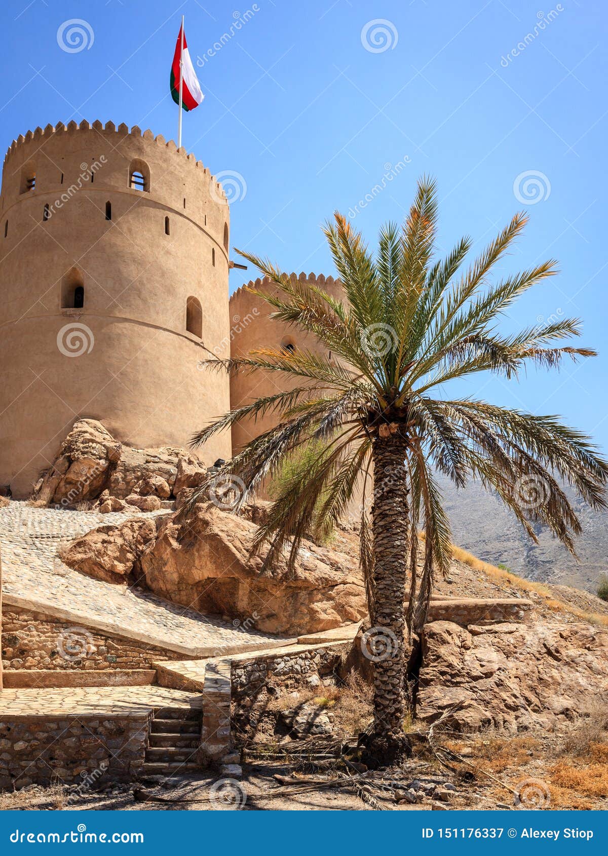Rustaq Fort, Oman stock image. Image of clear, tree - 151176337