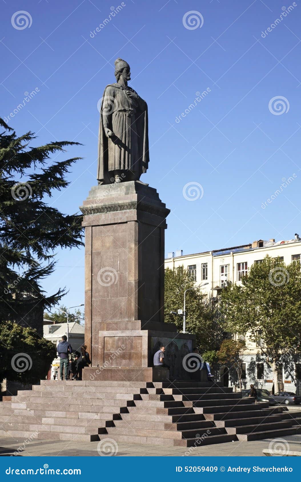 Rustaveli Monument on Rustaveli Square in Tbilisi. Georgia Editorial ...