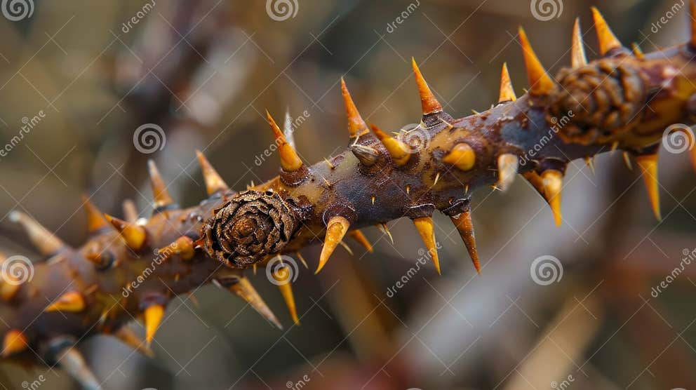 Rustcolored Spikes Emerging from a Rugged Stem Creating a Textured ...
