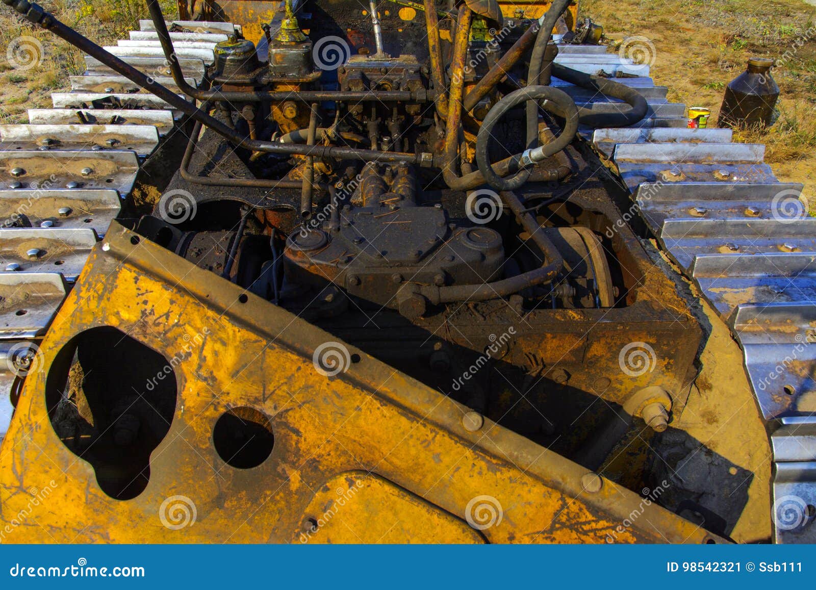 A Rusted and Abandoned Rusty Tractor. Dead Radioactive Zone Stock Image ...