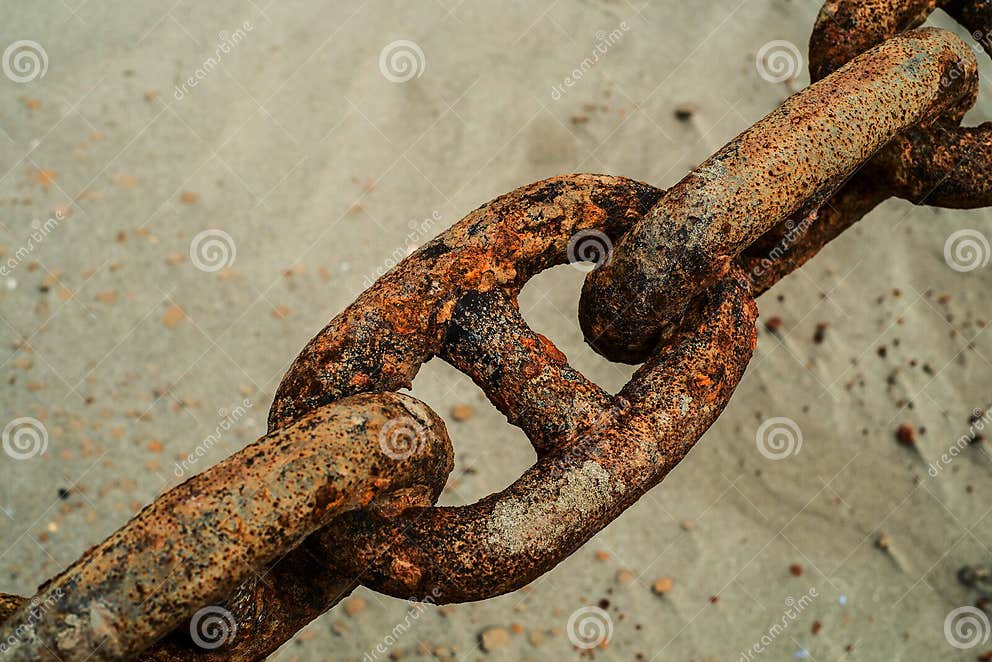 Rusted anchor chains stock image. Image of sand, chains - 65585057