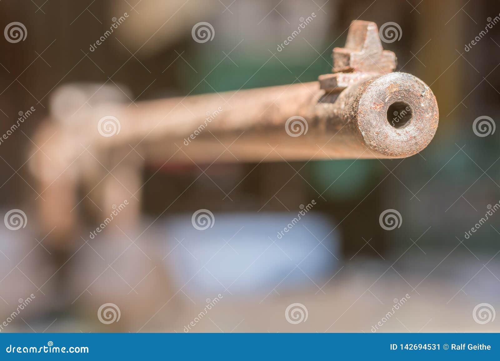 Rusted Barrel of an Old Rifle Stock Image - Image of background, aiming ...