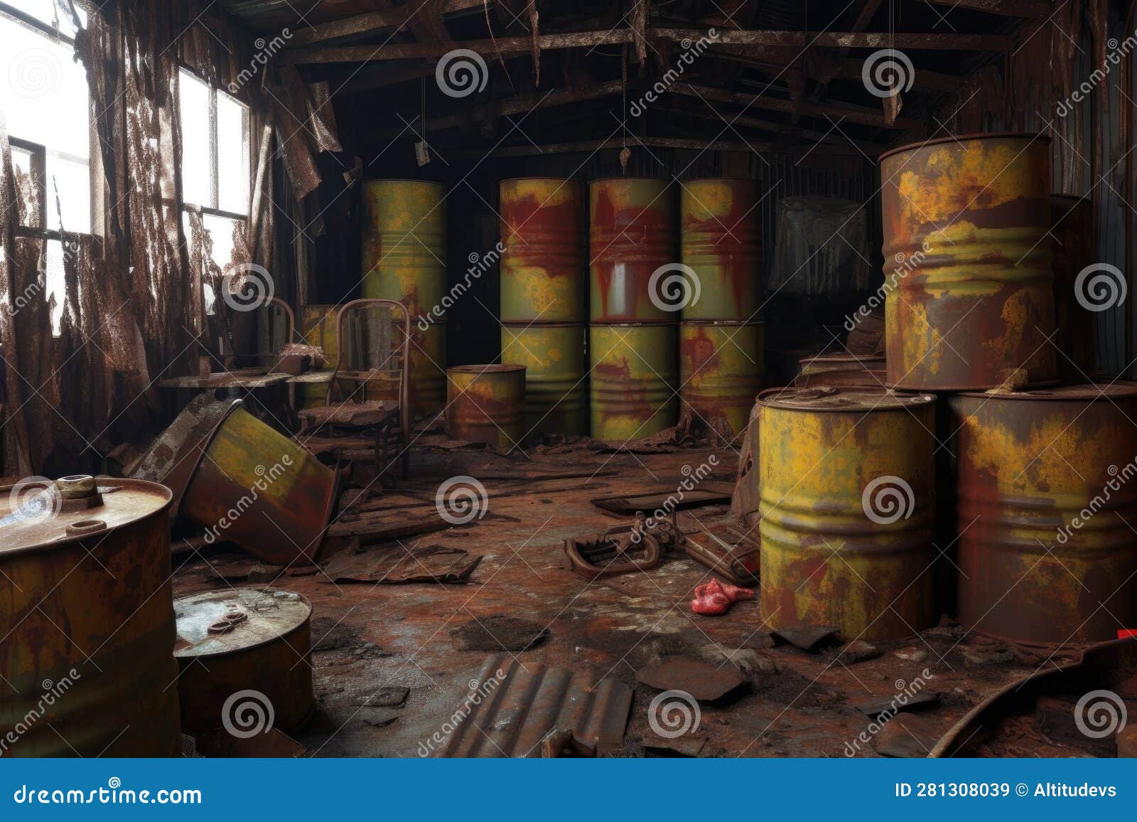 Rusted Barrels with Radioactive Symbols Stock Illustration ...