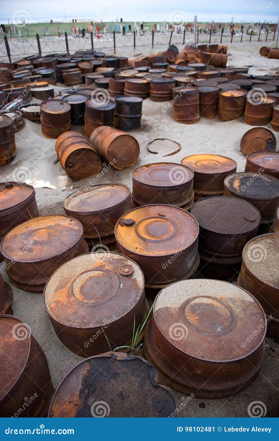 Rusted Barrels on the Shore. Stock Image - Image of chukotka, drums ...