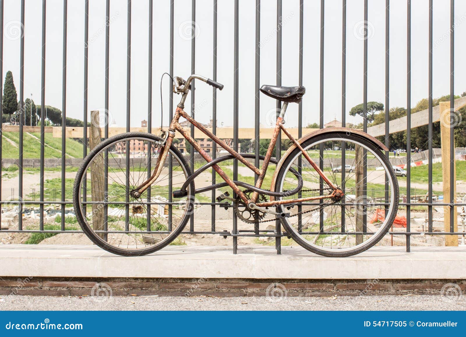 Rusted bicycle stock image. Image of railings, lock, bike - 54717505