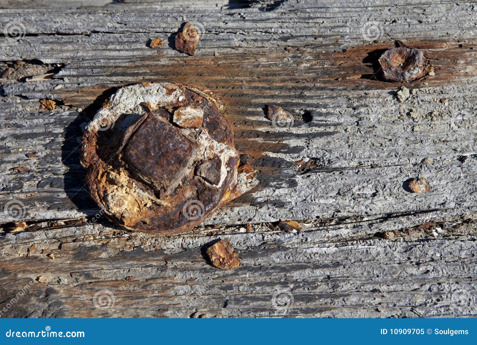 Rusted bolt on wood stock image. Image of aged, distressed - 10909705