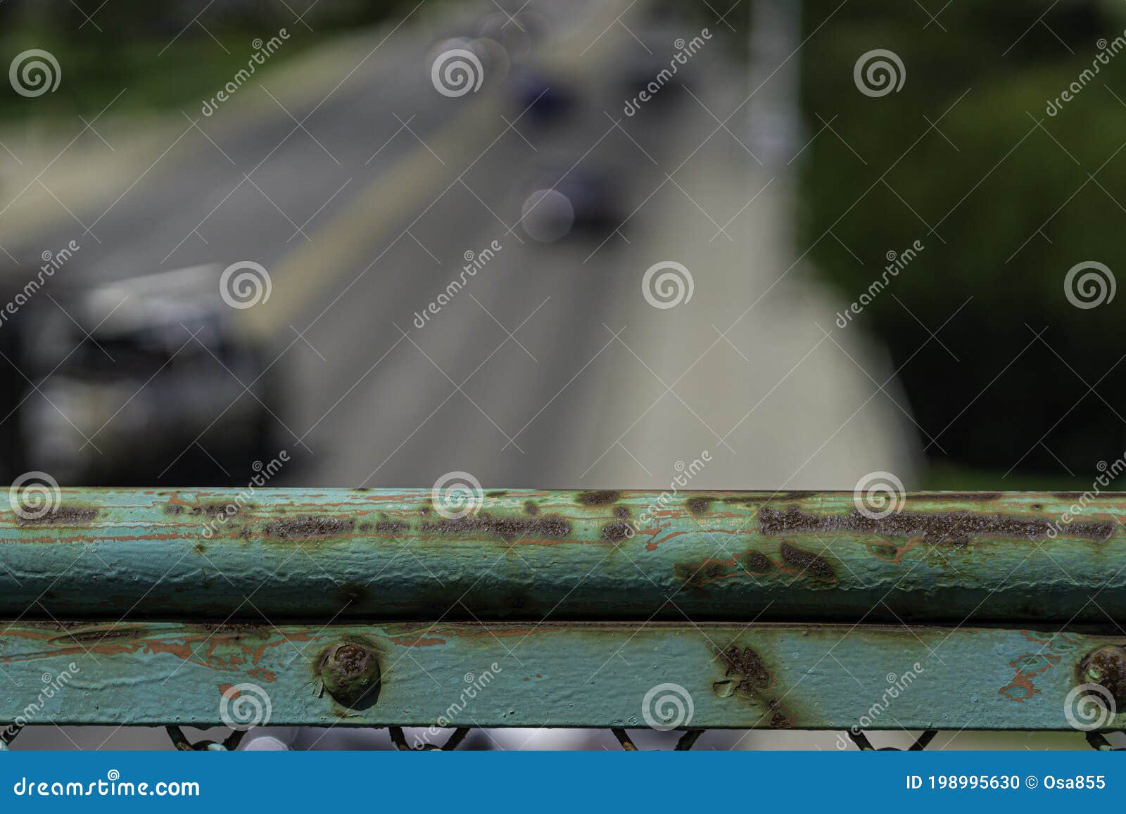 Rusted Bridge Overpass Railings Over a Road Stock Photo - Image of ...
