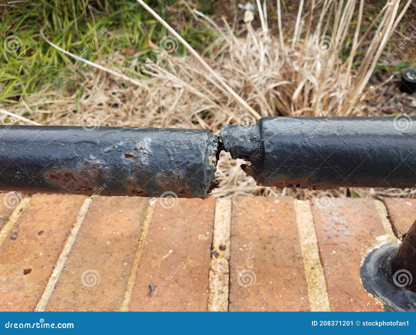 Rusted and Broken Iron Metal Railing or Pipe Stock Image - Image of ...