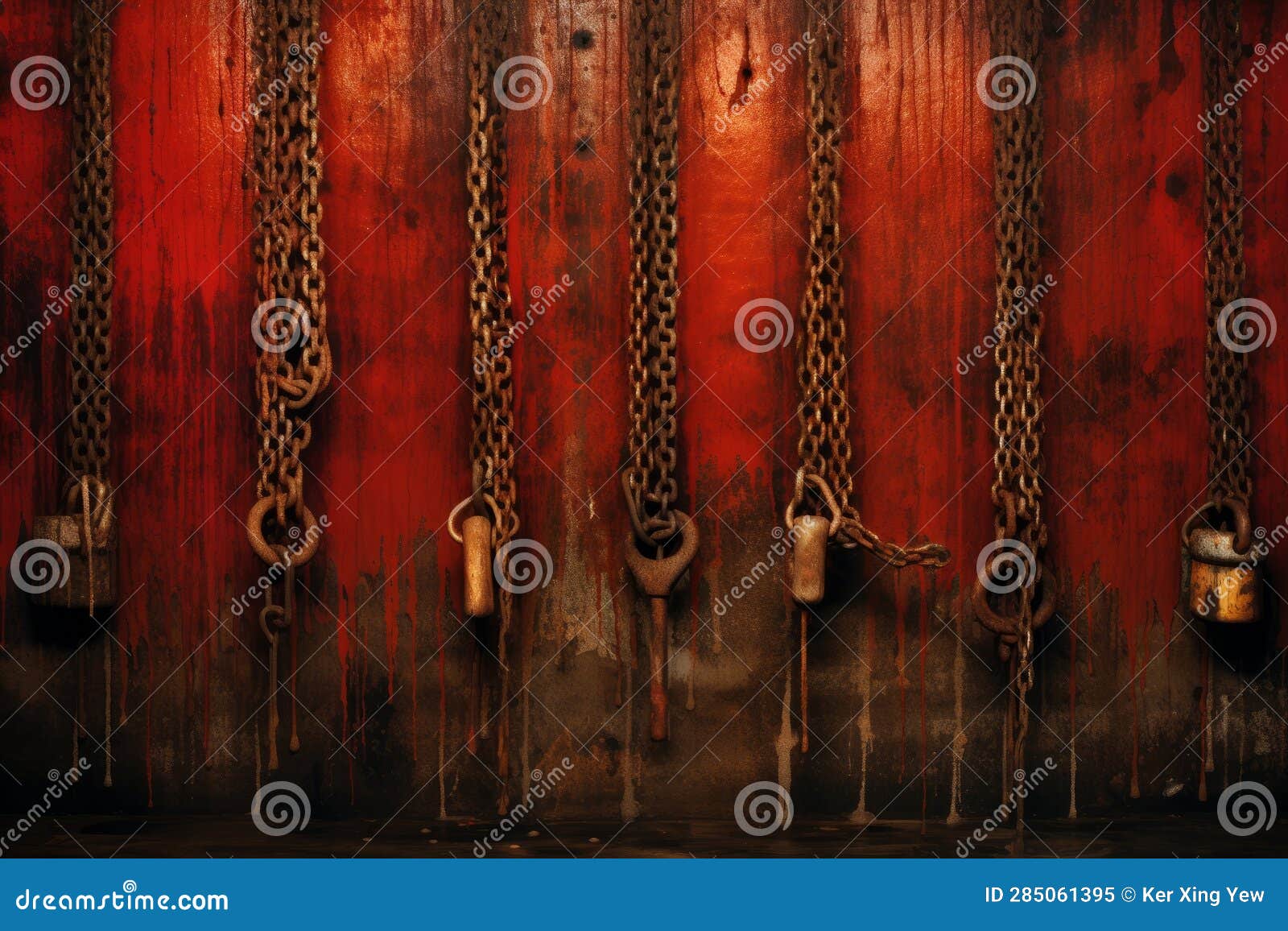 Rusted Chains Hanging from a Wall Stock Illustration - Illustration of ...