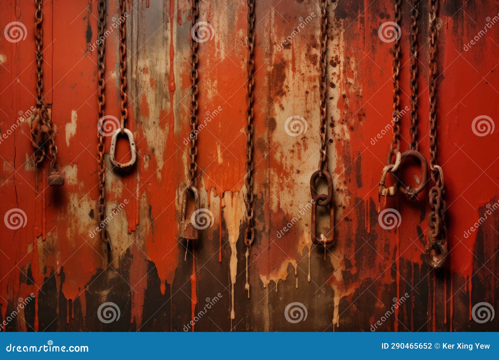 Rusted Chains Hanging from a Wall Stock Illustration - Illustration of ...