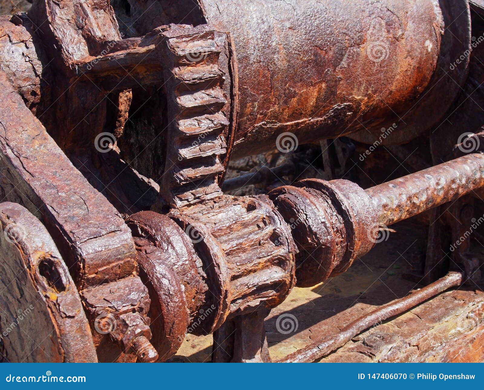 Rusted Cogs And Gears On An Old Broken Industrial Machine Stock ...