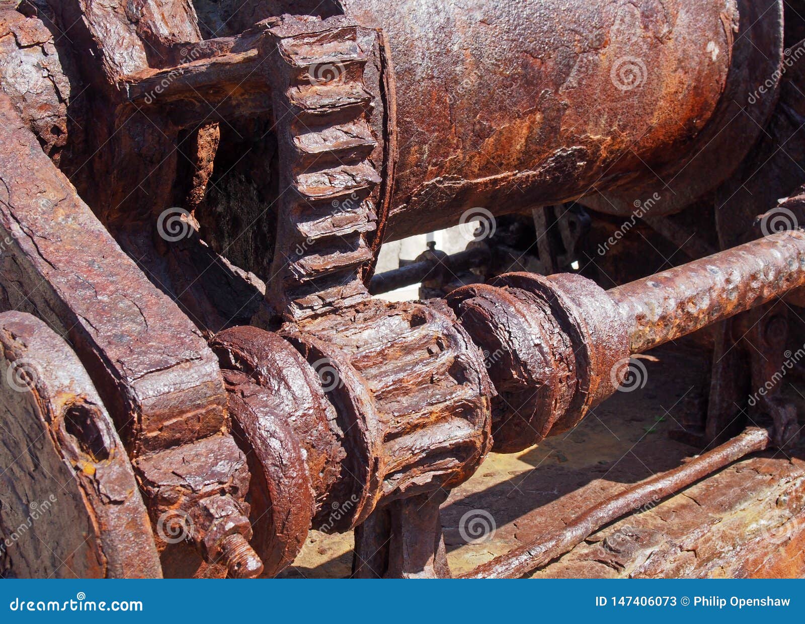 Rusted Cogs And Gears On An Old Broken Industrial Machine Stock ...