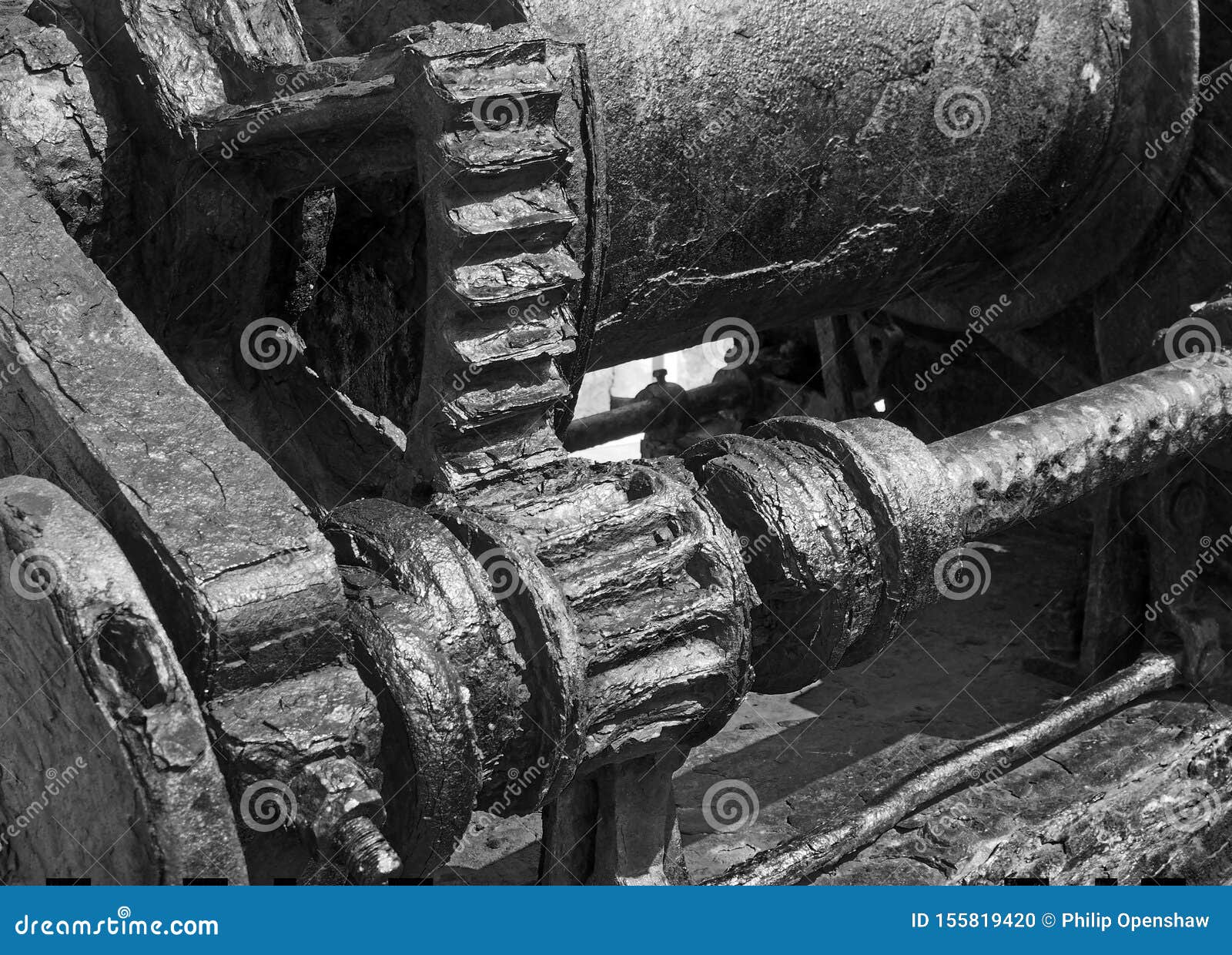 Rusted Cogs And Gears On An Old Broken Industrial Machine Stock ...