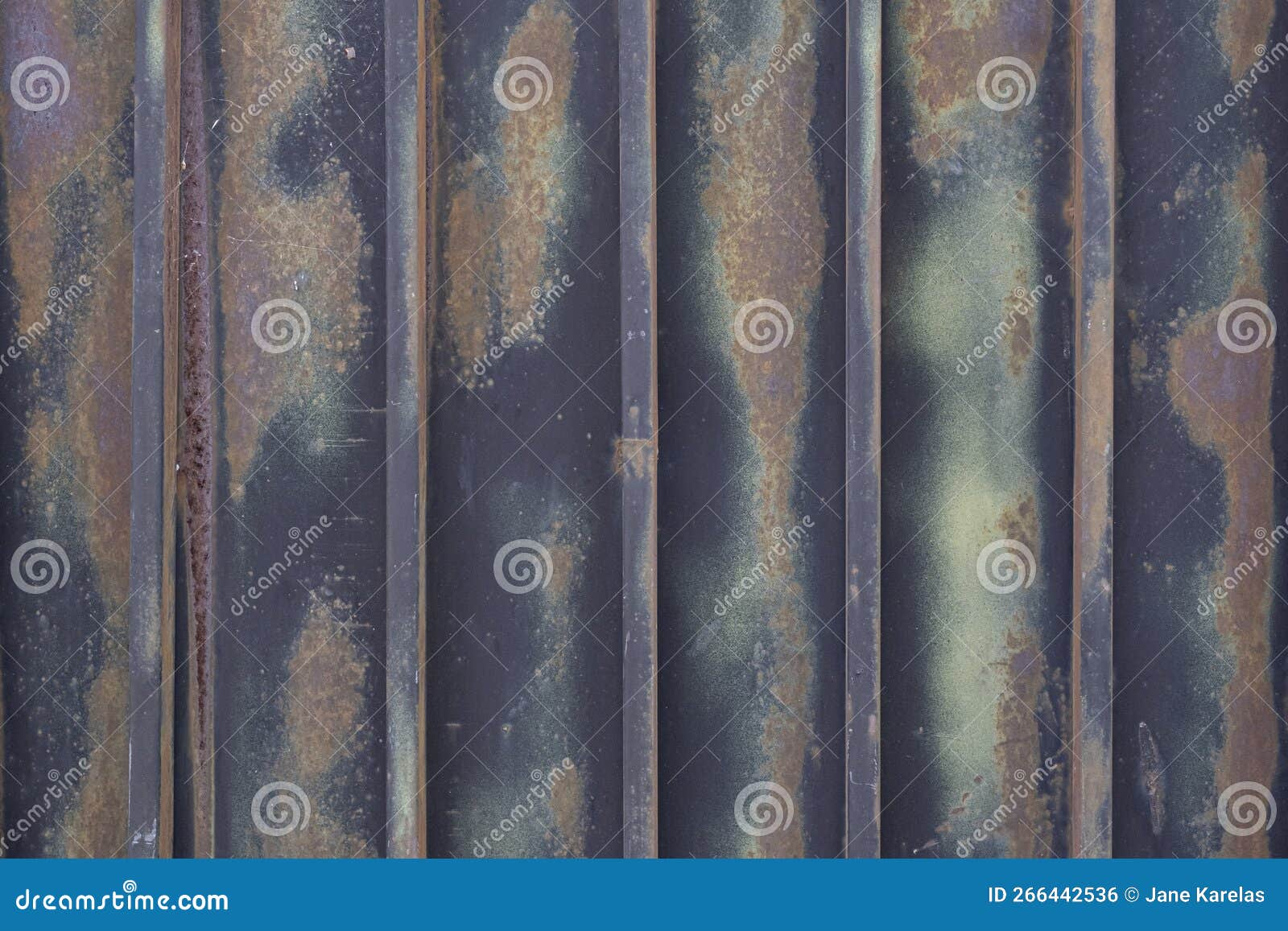 Rusted Copper Corrugated Panel with Green and Black Stains Background ...