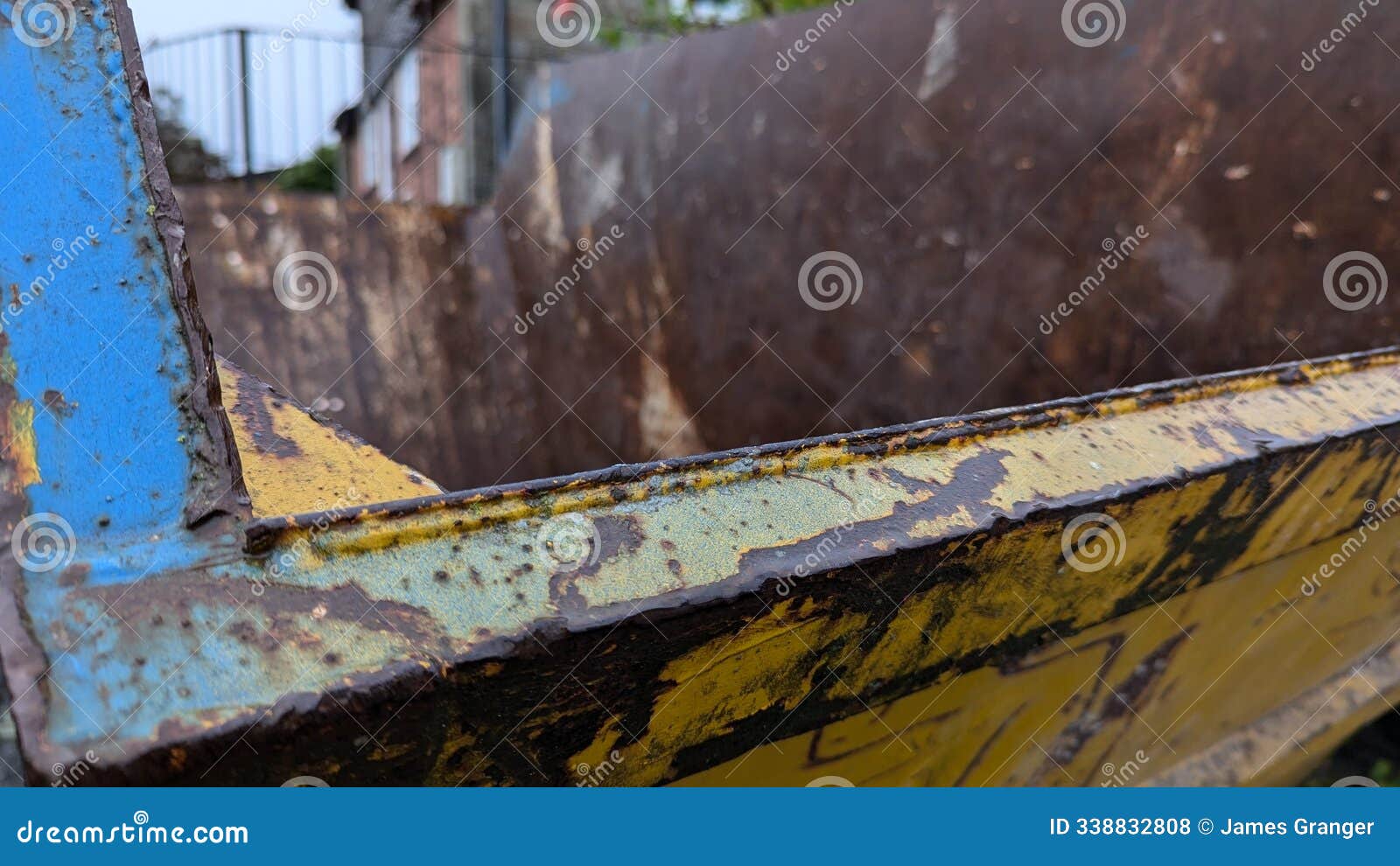 A Rusted Corner of an Empty Skip Recycling Bin Dumpster with Ladder ...