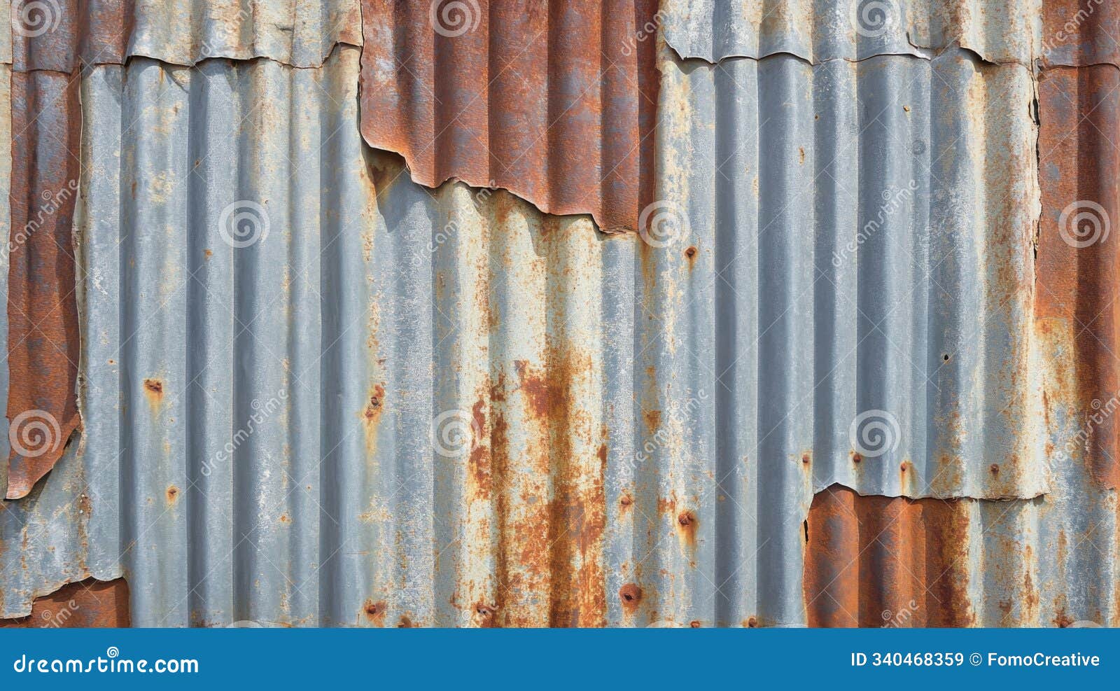 Rusted Corrugated Metal Sheet with Flakes and Patches Stock ...