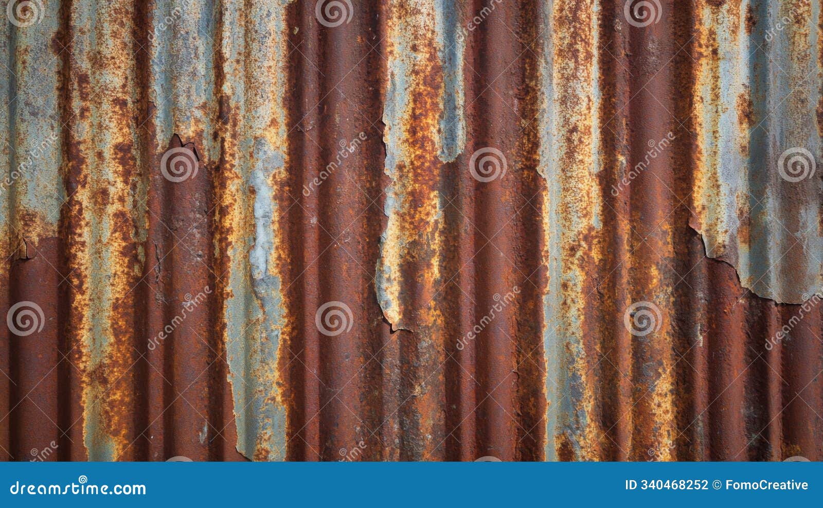 Rusted Corrugated Metal Sheet with Flaking Paint Stock Illustration ...