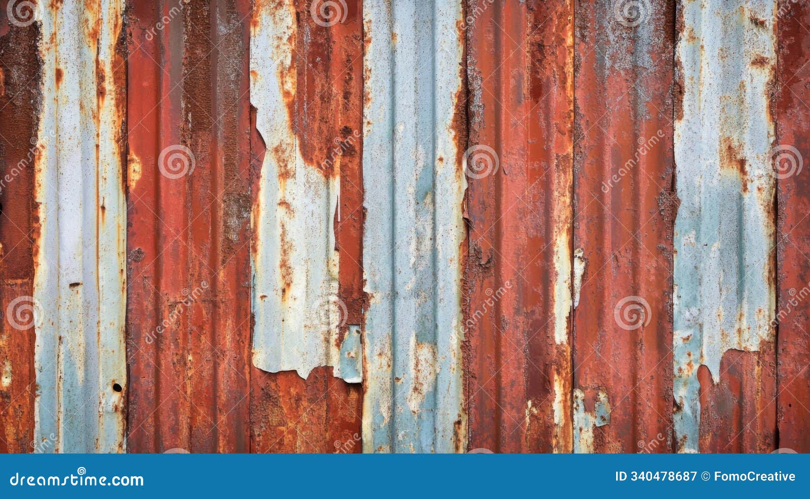 Rusted Corrugated Metal Sheet with Flaking Paint Stock Illustration ...