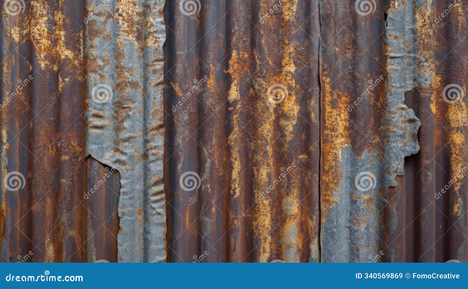 Rusted Corrugated Metal Sheet with Flaking Paint Stock Illustration ...