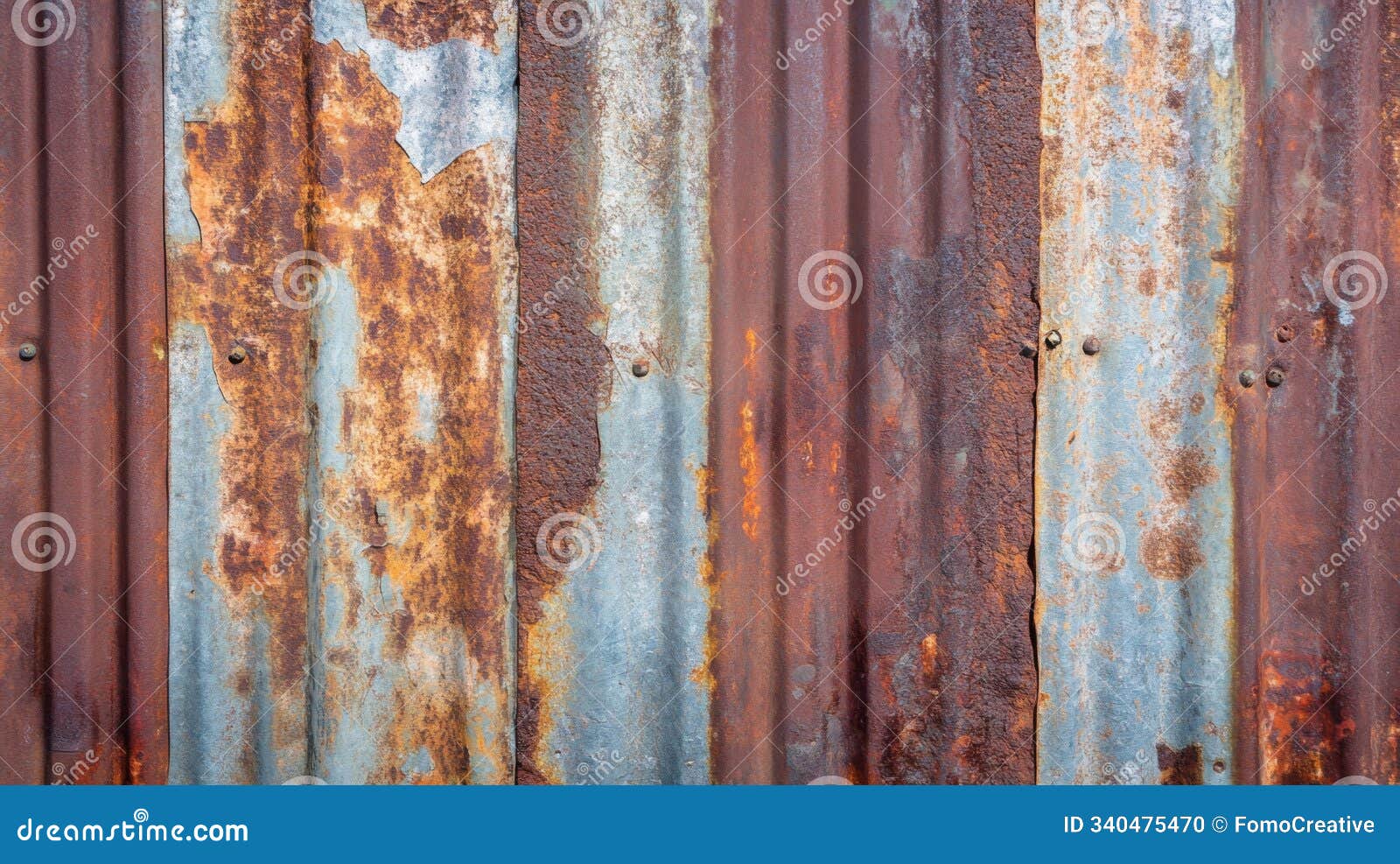 Rusted Corrugated Metal Sheet with Nail Heads Stock Illustration ...