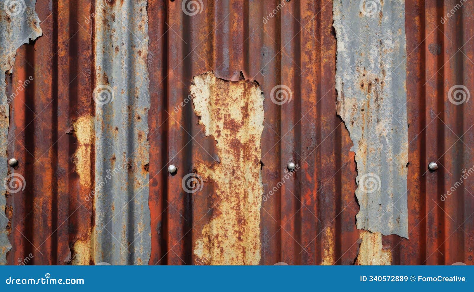 Rusted Corrugated Metal Sheet With A Vertical Stripe Stock Photo ...