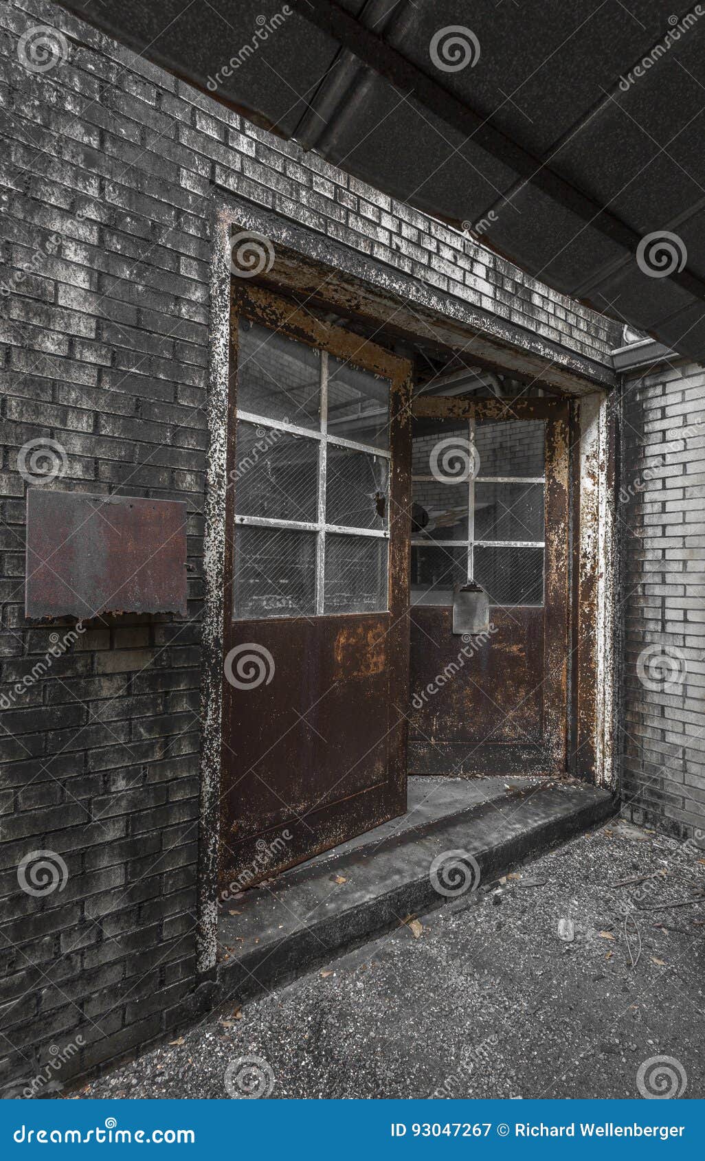 Rusted Doors and Bricks of an Abandoned Factory Stock Image - Image of ...