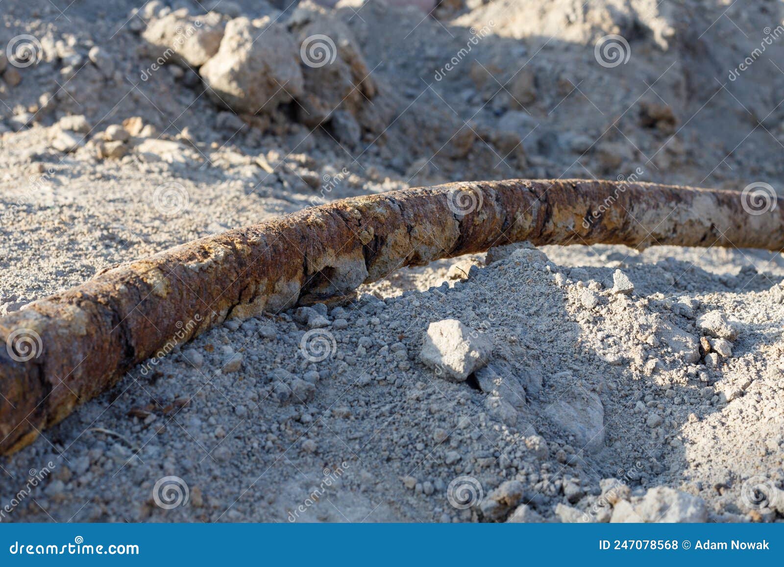 Rusted Electrical Cable, Construction Work in the Ground Stock Photo ...