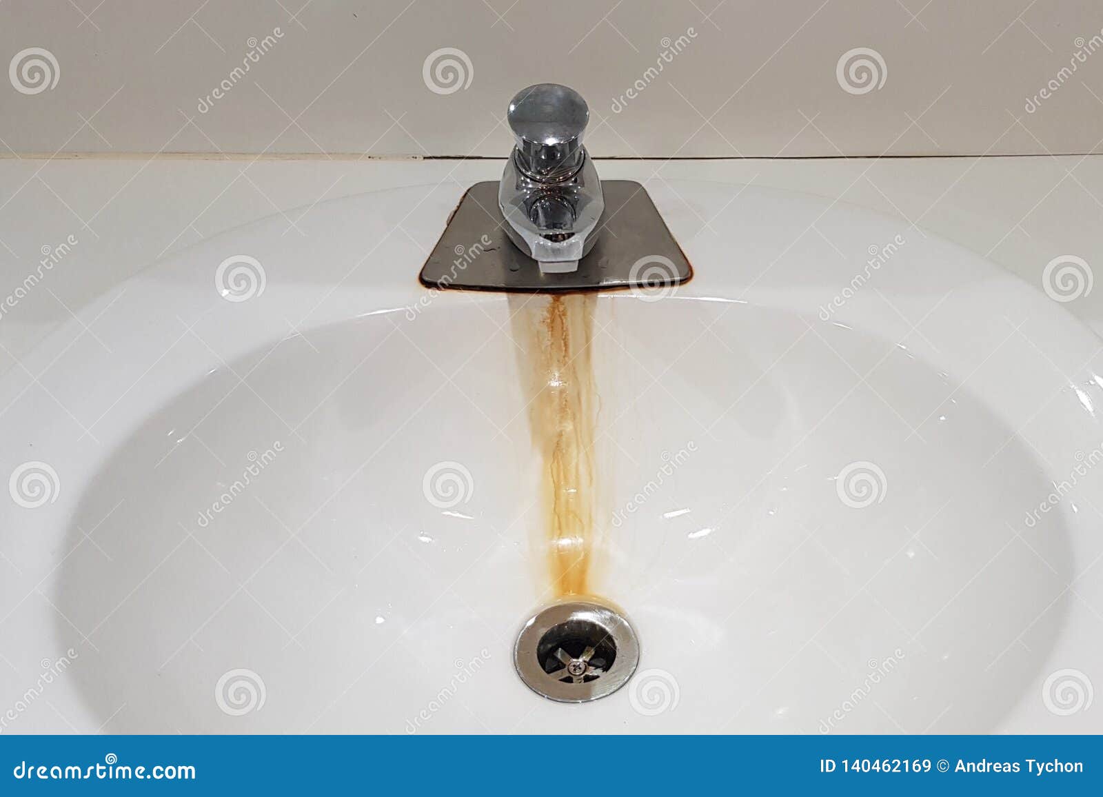 Rusted Hand Basin with Chrome Tap Stock Image - Image of basin, white ...