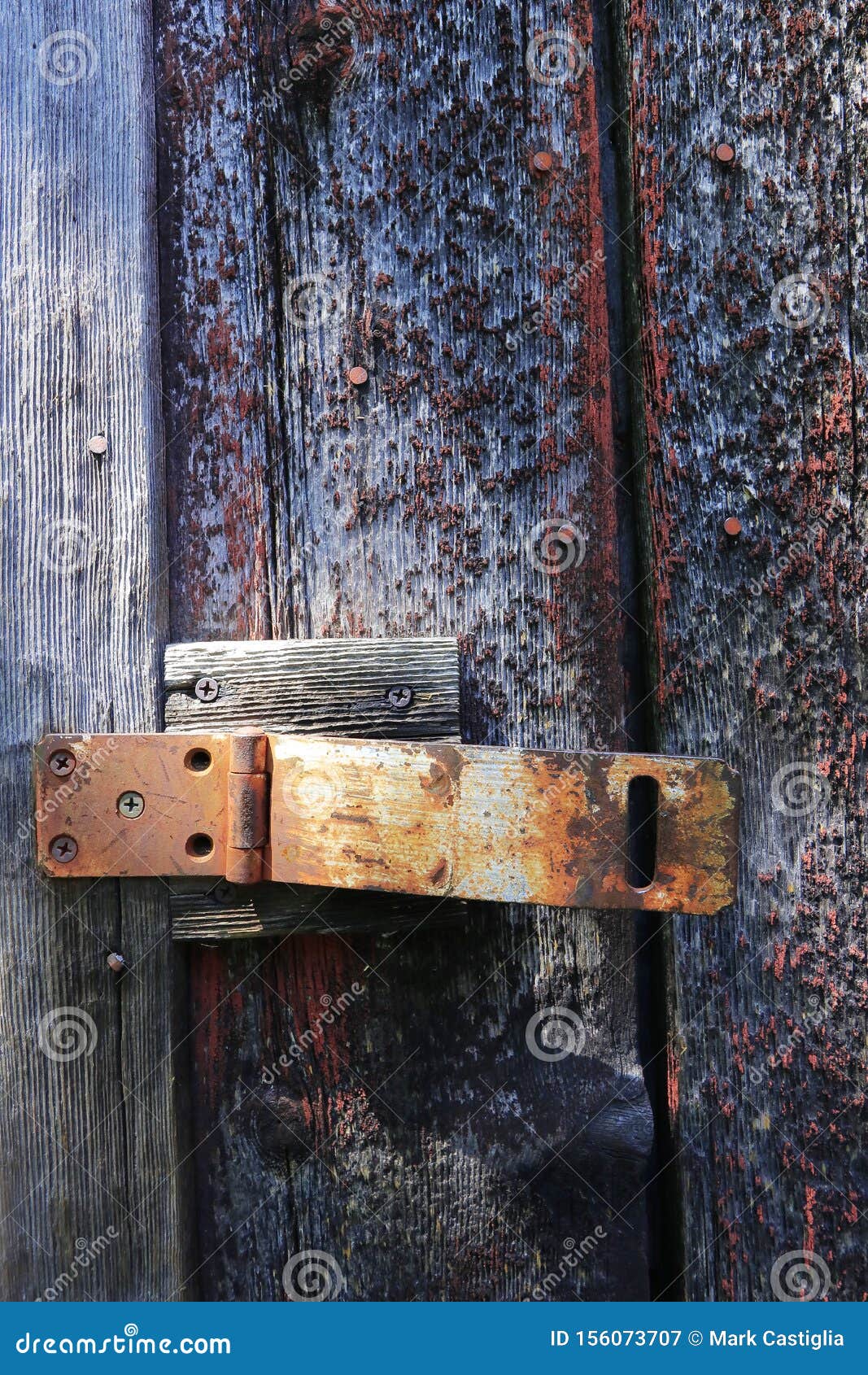 Rusted Hinge and Hasp with Peeling Paint Stock Image - Image of latch ...